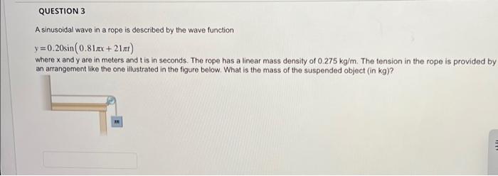 Solved A sinusoidal wave in a rope is described by the wave | Chegg.com