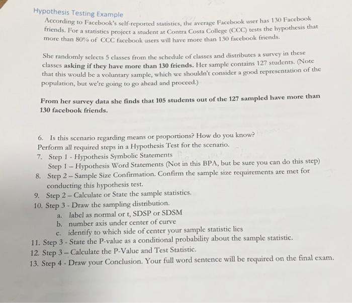 Solved Hypothesis Testing Example According to Facebook's | Chegg.com
