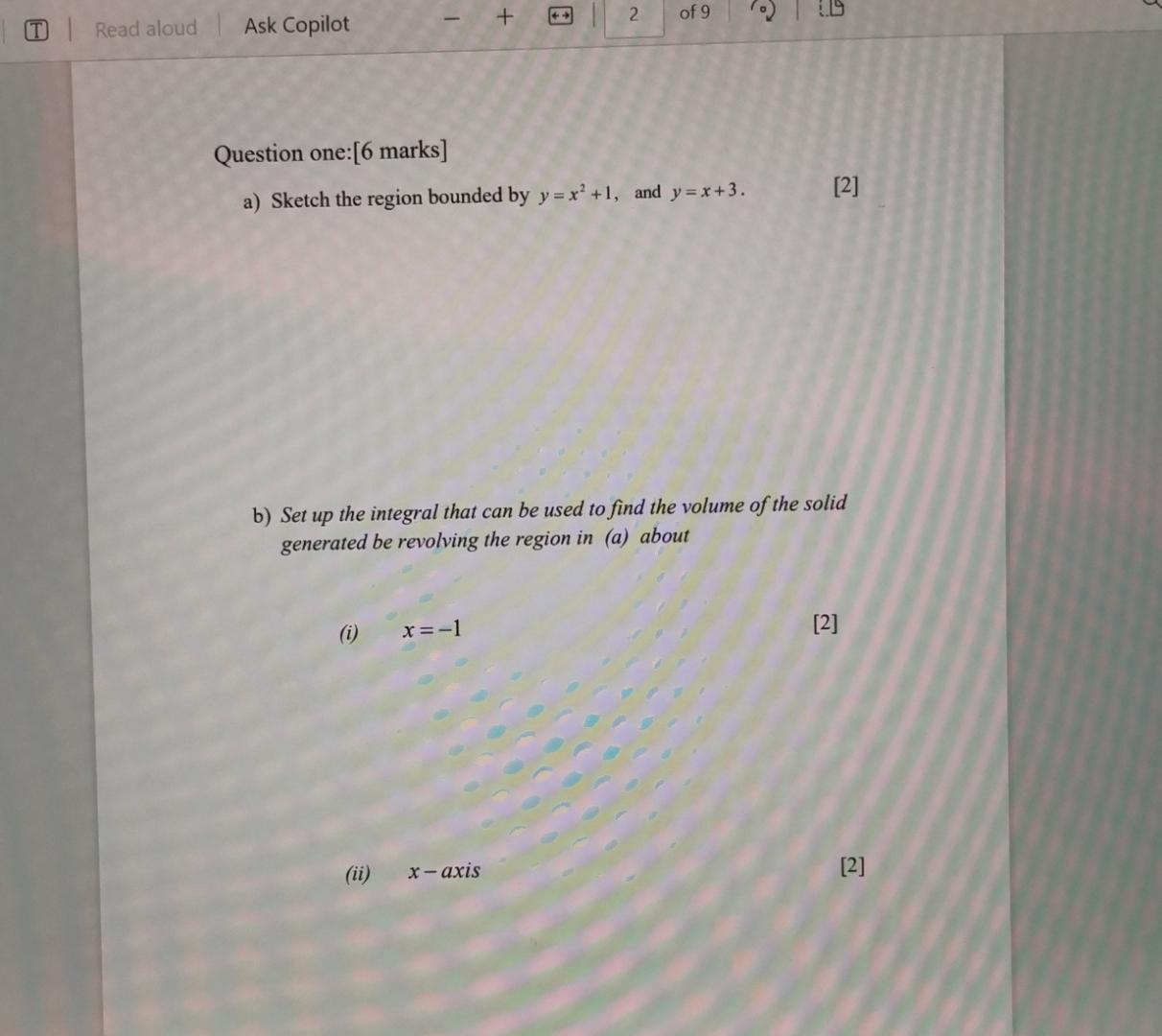 Solved Question one:[6 ﻿marks]a) ﻿Sketch the region bounded | Chegg.com