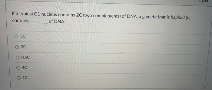 Solved If a typical G1 nucleus contains 2C (two complements) | Chegg.com