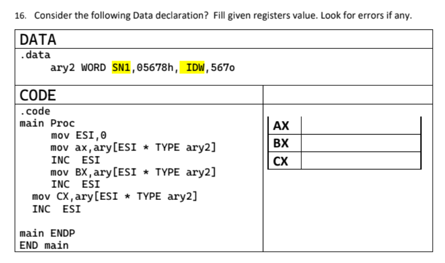 Solved Consider the following Data declaration? Fill given | Chegg.com
