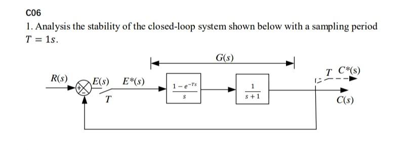 Solved C06 1. Analysis the stability of the closed-loop | Chegg.com