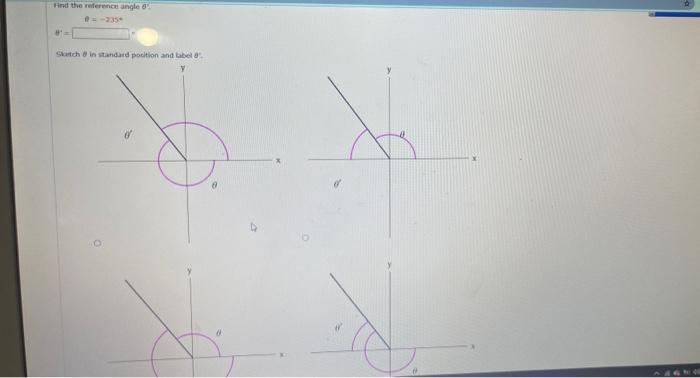 Solved Find the reference angle 235 Slutch in standard | Chegg.com