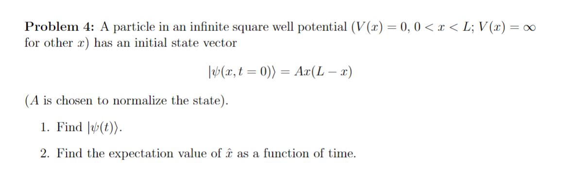 Solved Problem 4: A particle in an infinite square well | Chegg.com