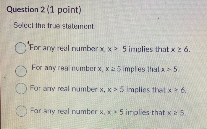 Question 1 (1 point) Select the true statement. -5 is | Chegg.com