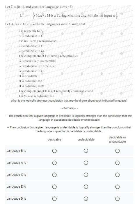 Solved Let = [0, 1], and consider language L over : zaht L = | Chegg.com