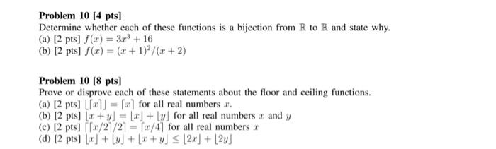 Solved Problem 10 [4 pts] Determine whether each of these | Chegg.com