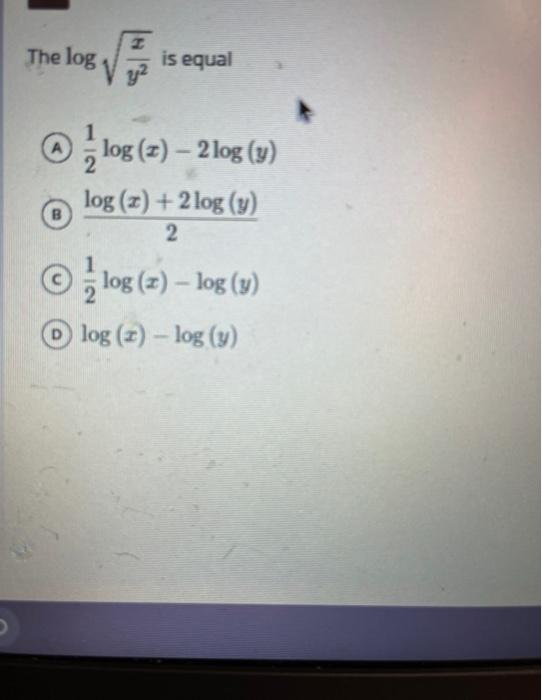 Solved The log is equal ya B - log (2) – 2log (y) ) log (2) | Chegg.com