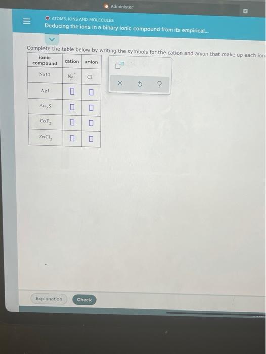 Solved Administer O ATOMS, IONS AND MOLECULES Deducing the | Chegg.com