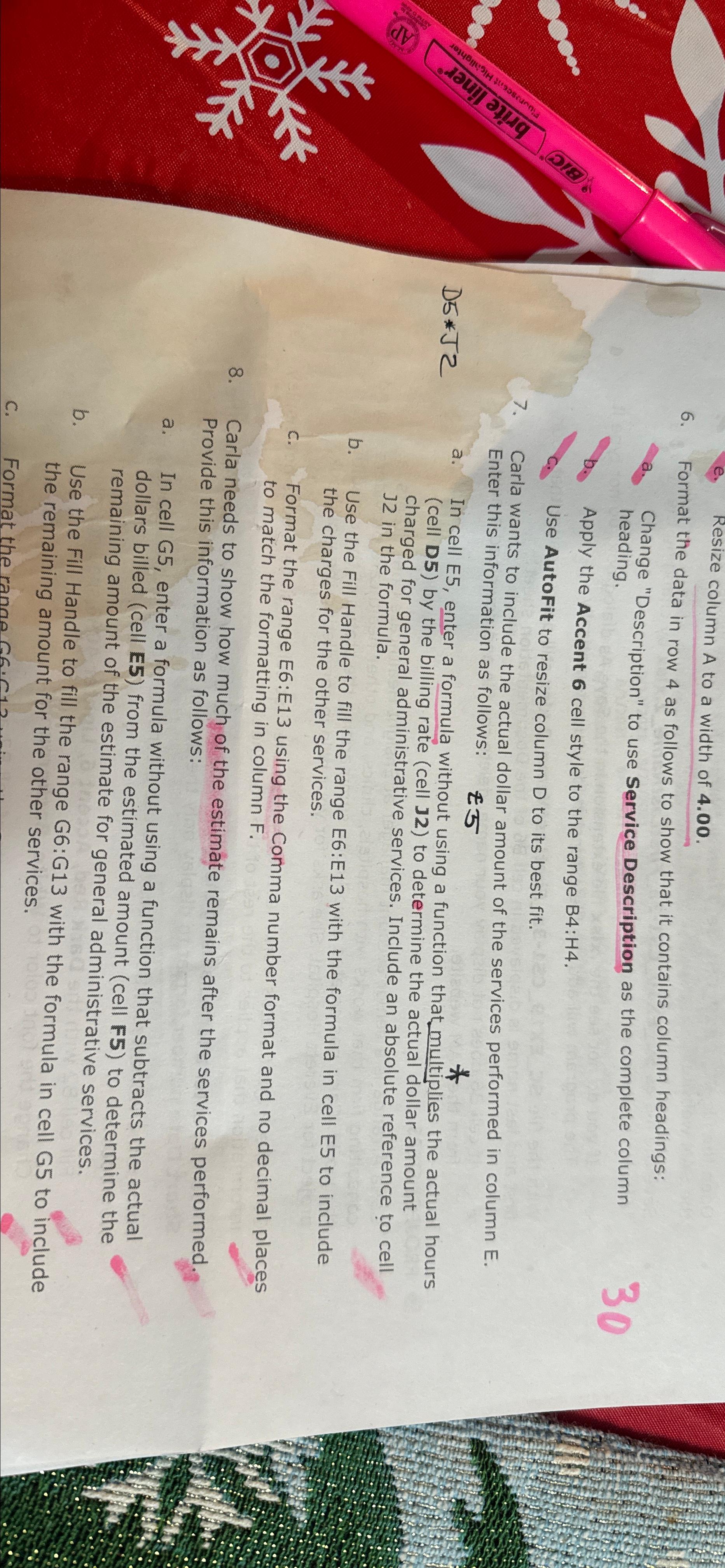 Solved Resize column A to a width of 4.00.6. ﻿Format the | Chegg.com