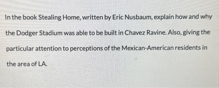 In the book Stealing Home, written by Eric Nusbaum, | Chegg.com