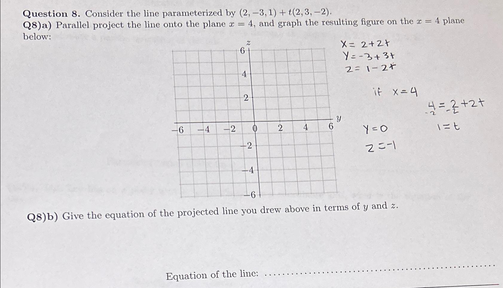 Solved Question 8. ﻿Consider the line parameterized by | Chegg.com