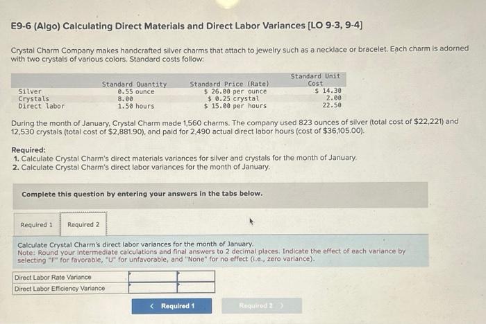 Solved E9-6 (Algo) Calculating Direct Materials and Direct | Chegg.com
