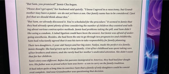 Solved "But Sam, you promised!" Jamie Chu began. "Please | Chegg.com