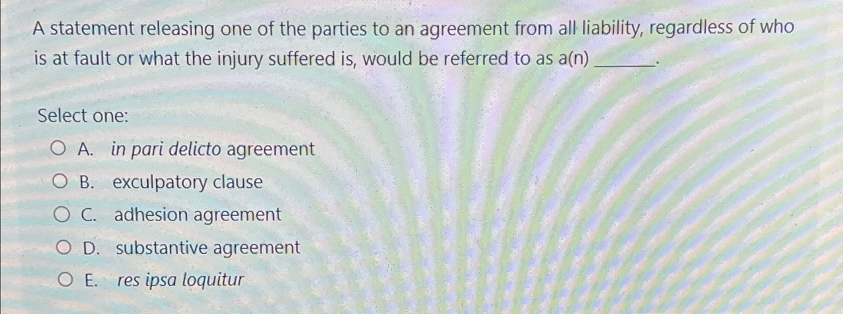 Solved A statement releasing one of the parties to an | Chegg.com