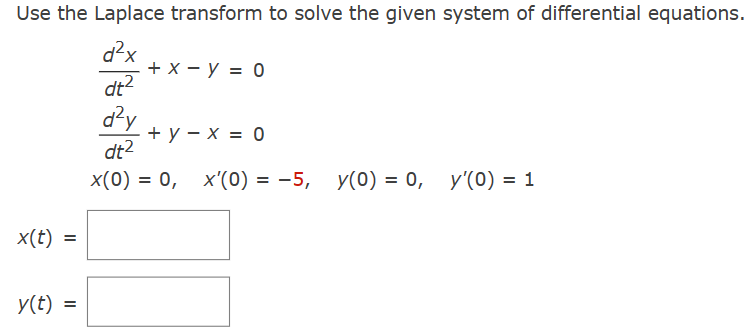 Solved Use the Laplace transform to solve the given system | Chegg.com