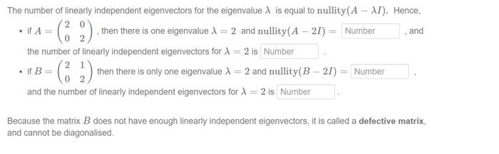 Solved and The number of linearly independent eigenvectors | Chegg.com