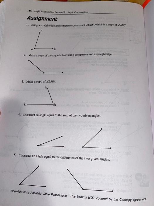 116 Angle Relationship Lessons Angle Core Assignment | Chegg.com