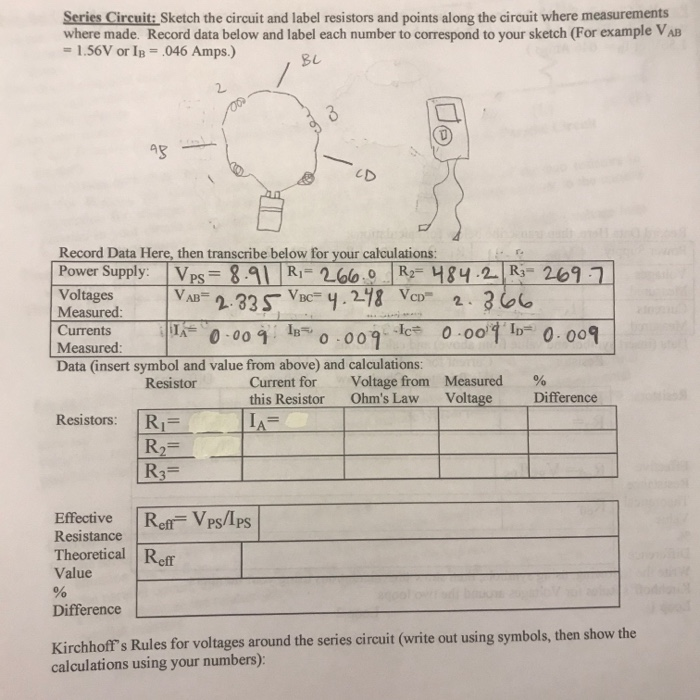 Solved Series Circuit: Sketch the circuit and label | Chegg.com
