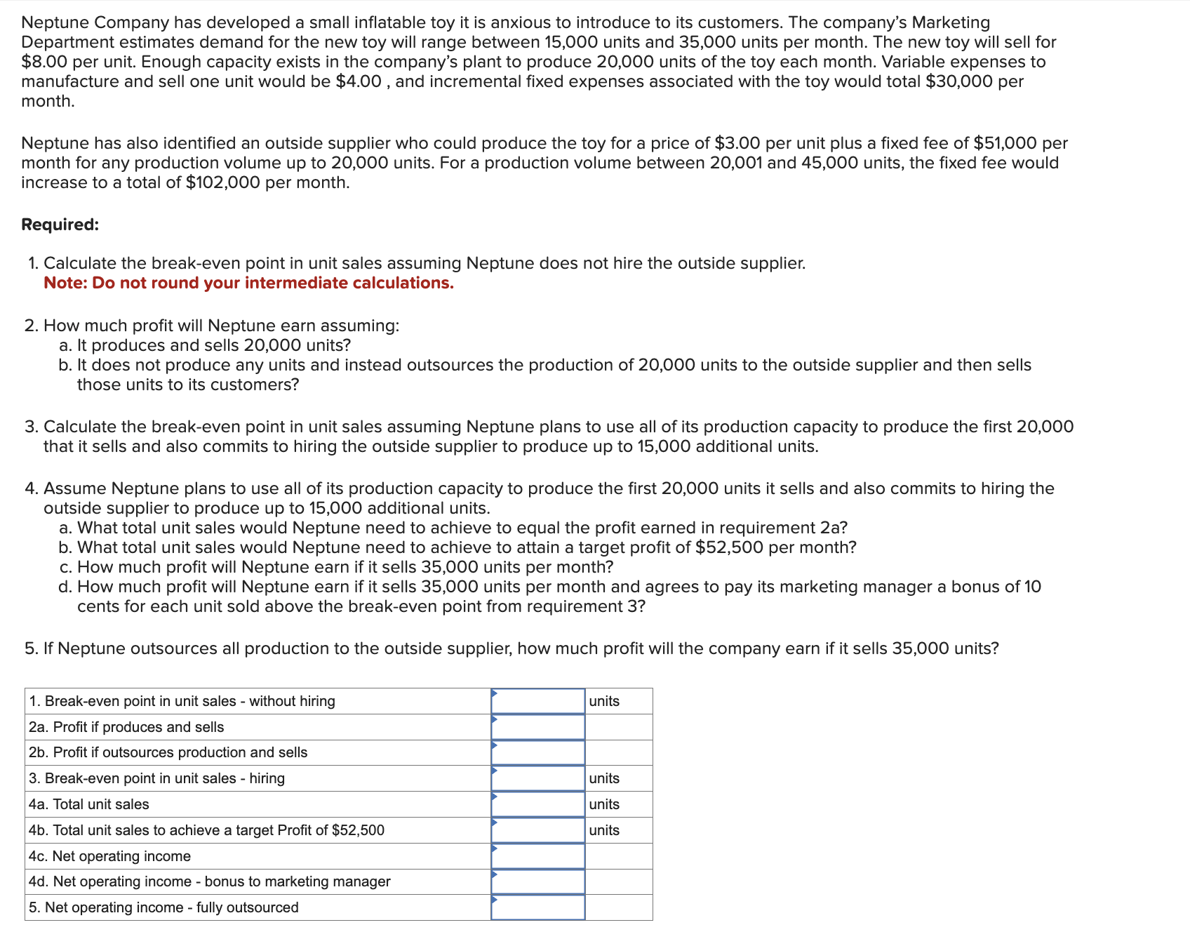 Solved Neptune Company has developed a small inflatable toy | Chegg.com