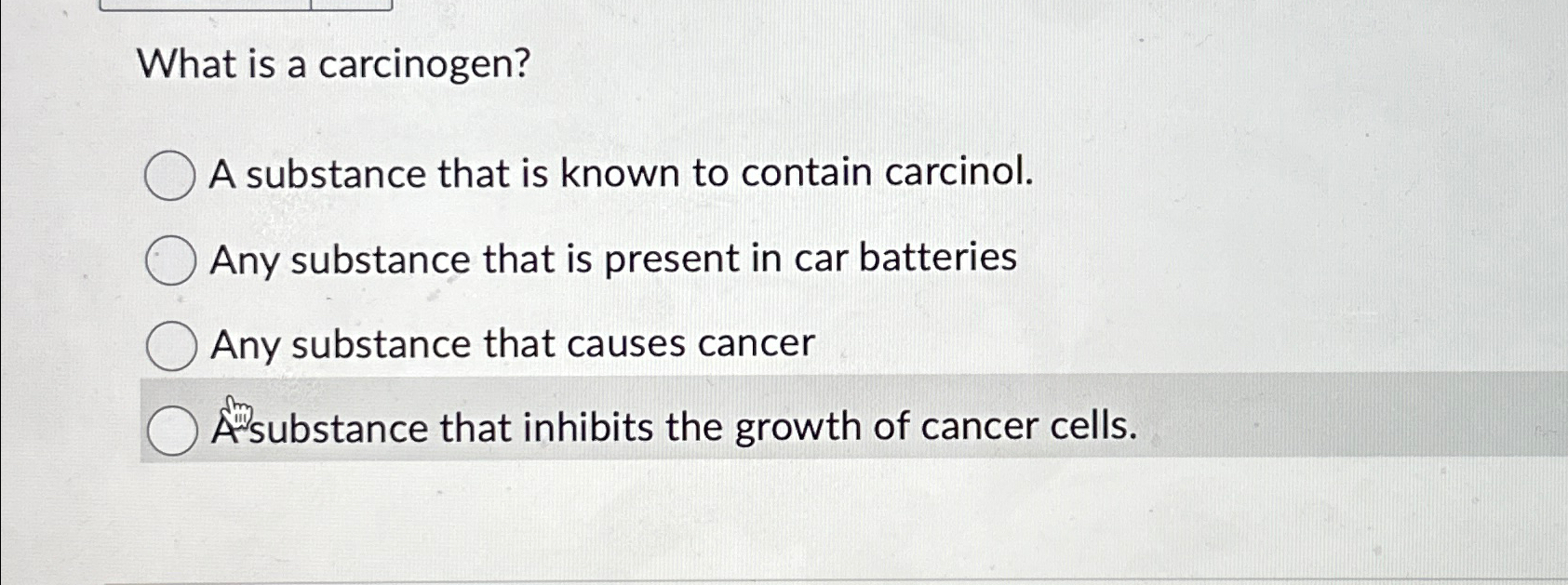 Solved What is a carcinogen?A substance that is known to | Chegg.com Solved What is a carcinogen?A substance that is known to | Chegg.com