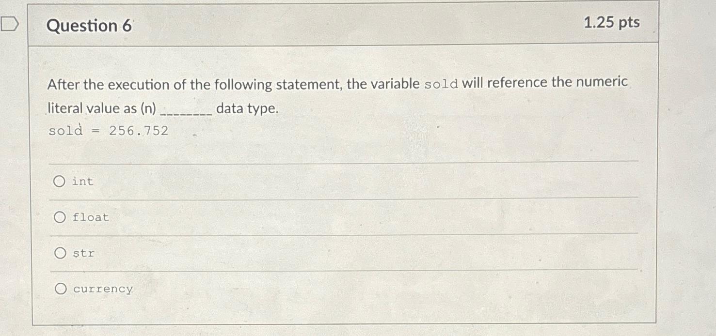 Solved Question 61.25 ﻿ptsAfter the execution of the | Chegg.com