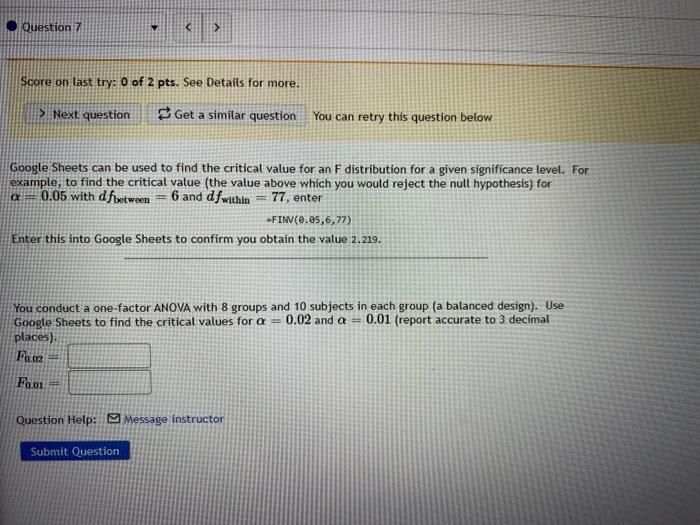Solved Question 8 > Given the following ANOVA output, | Chegg.com