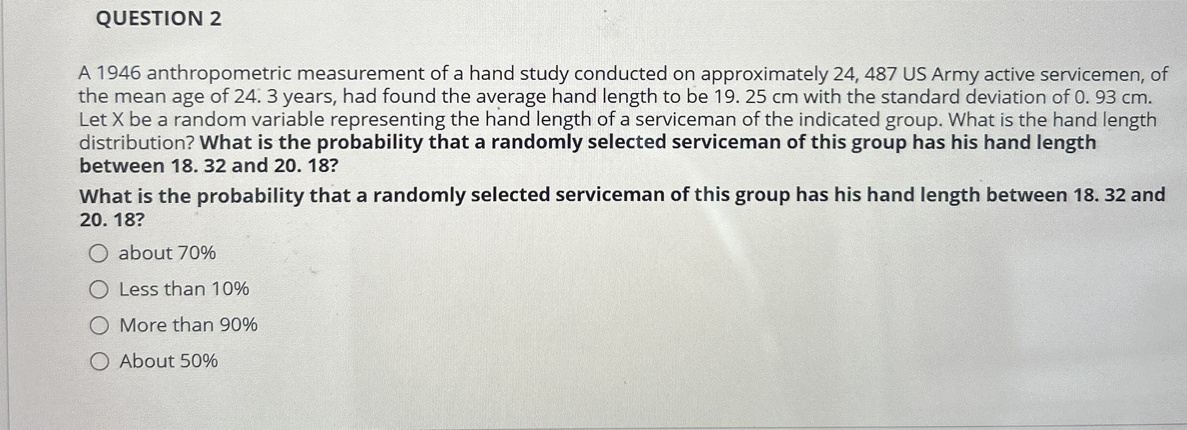 Solved QUESTION 2A 1946 ﻿anthropometric measurement of a | Chegg.com