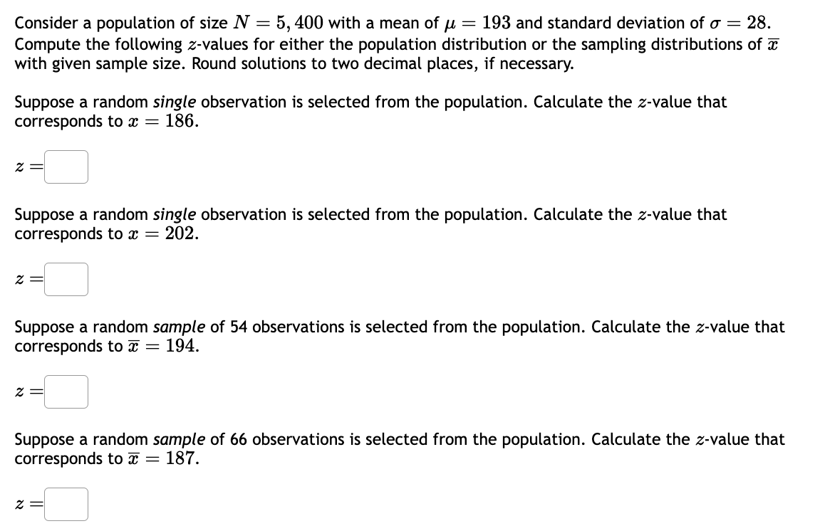 Solved Consider a population of size N=5,400 ﻿with a mean of | Chegg.com