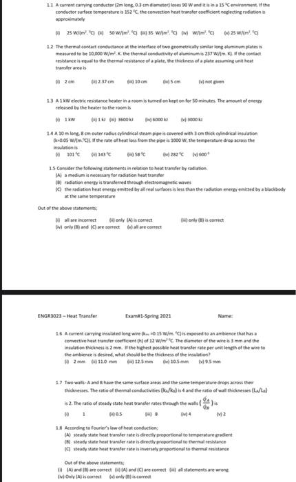 Solved 1.1 A curtent carrying conducter (2im lene, 0.3 cm | Chegg.com
