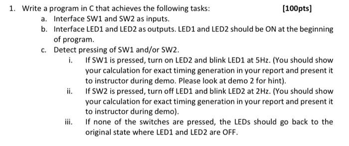 1. Write a program in C that achieves the following | Chegg.com