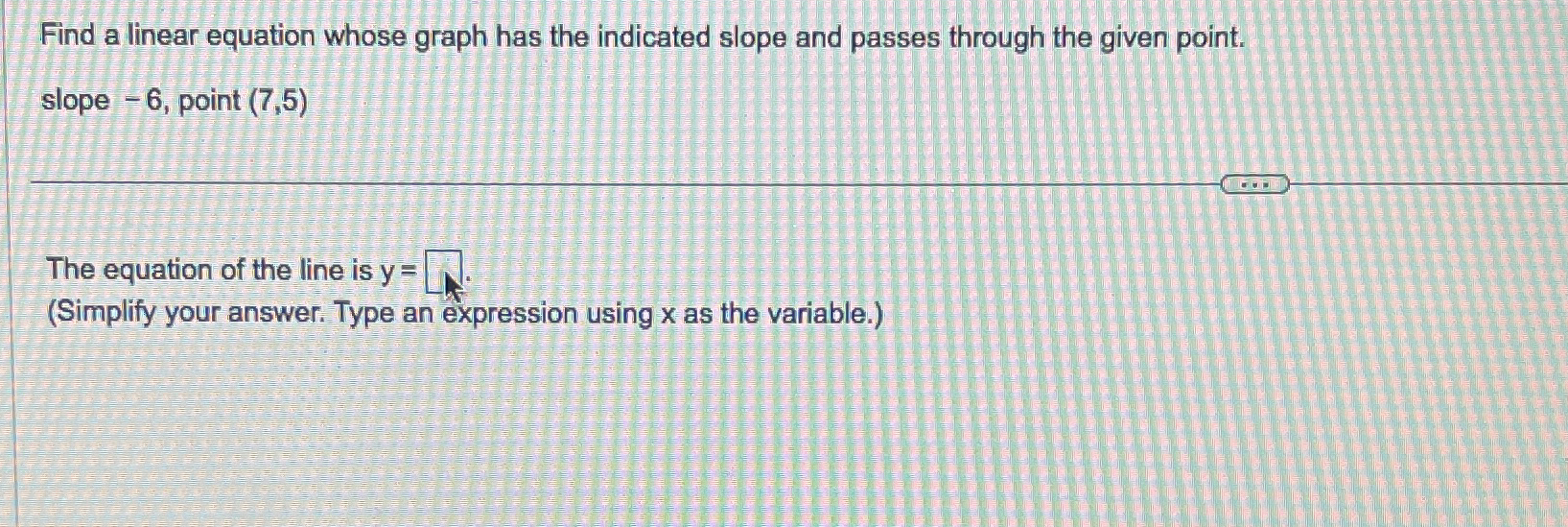 Solved Find a linear equation whose graph has the indicated | Chegg.com
