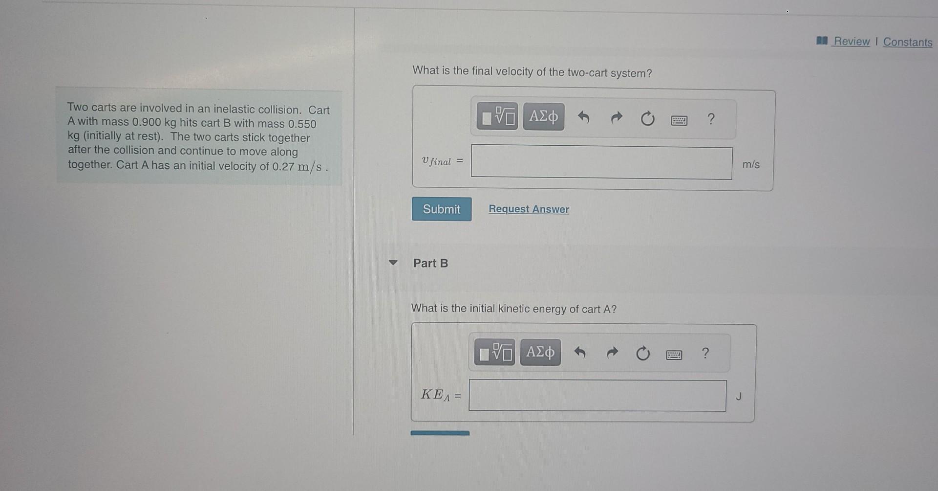 Solved What is the final velocity of the two-cart system? | Chegg.com