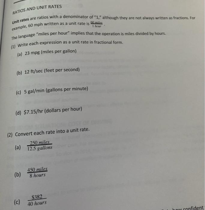 Solved (1) Write each expression as a unit rate in | Chegg.com
