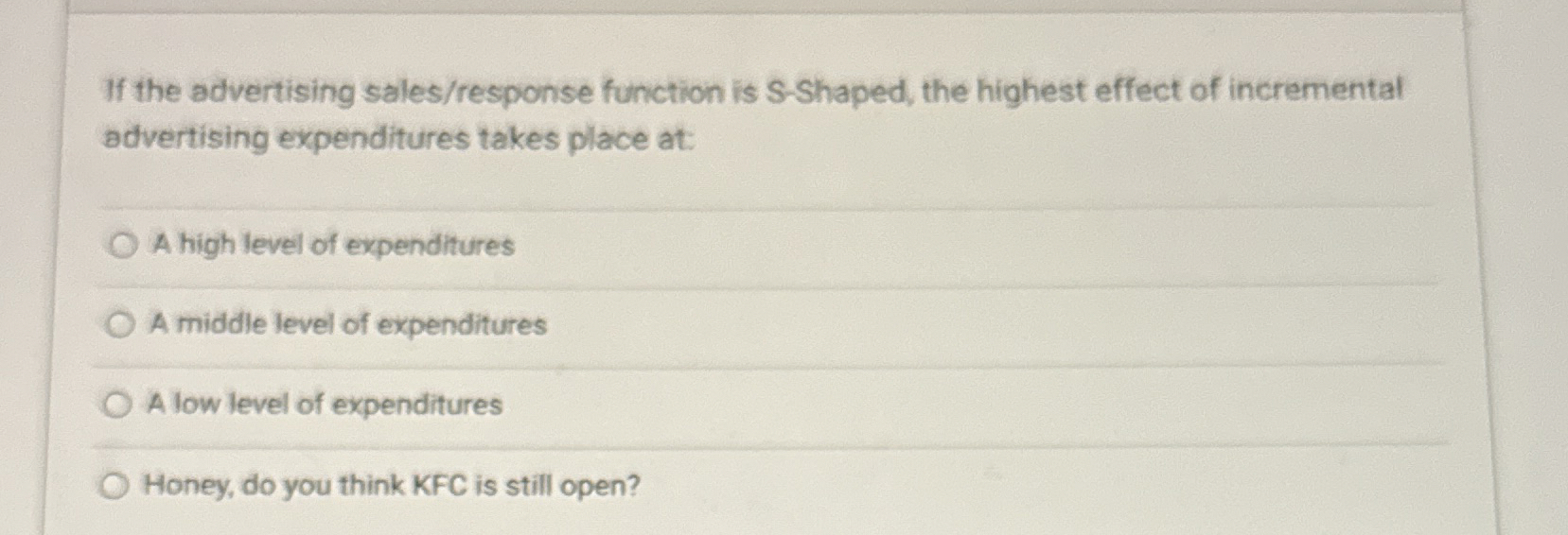 Solved If the advertising sales/response function is | Chegg.com