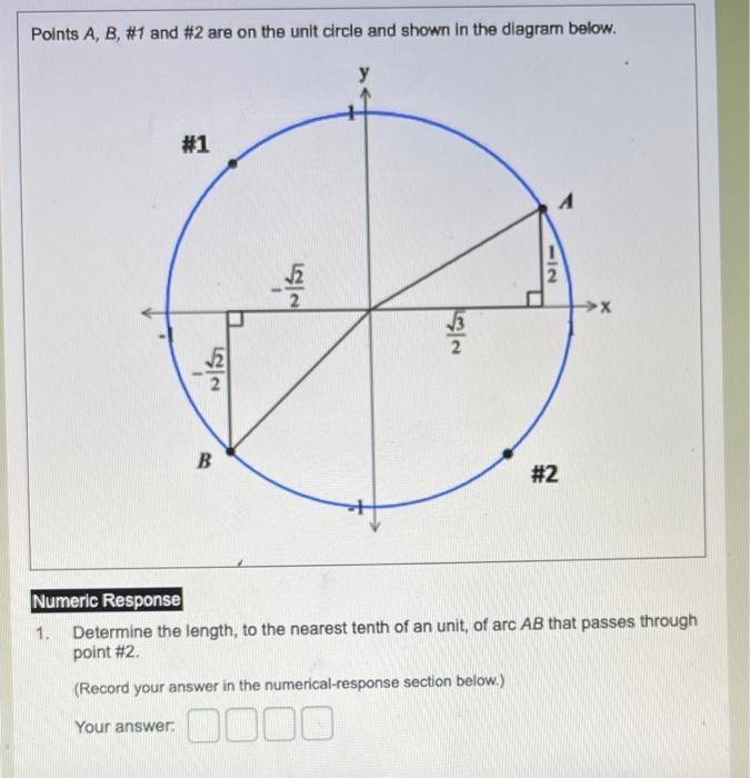 Solved Points A,B,#1 and #2 are on the unit circle and shown | Chegg.com