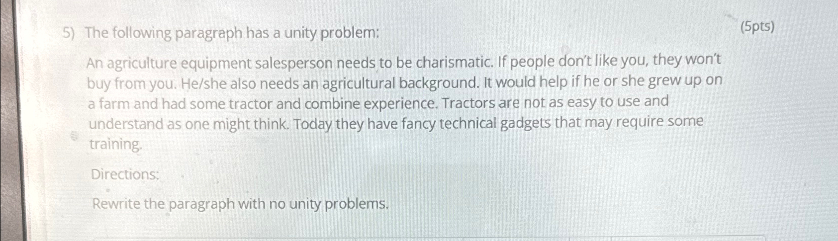 Solved The following paragraph has a unity problem:(5pts)An | Chegg.com