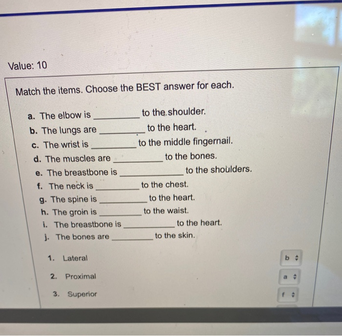 Solved match the items. choose the best answer for eachive | Chegg.com
