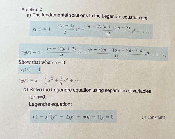 Solved Problem 2 a) The fundamental solutions to the | Chegg.com