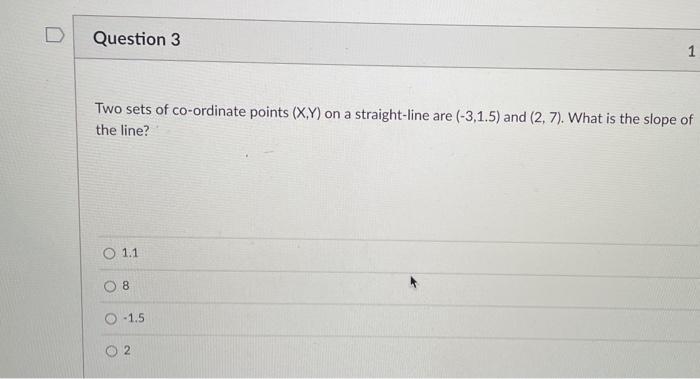 Solved Two sets of co-ordinate points (X,Y) on a | Chegg.com