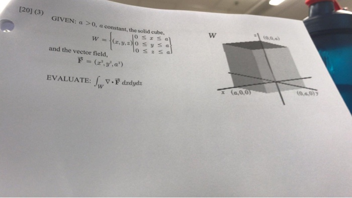 Solved [20 (3) GIVEN: a >0, a constant, the solid cube, | Chegg.com