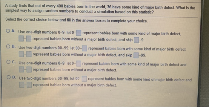 Solved A study finds that out of every 400 babies born in | Chegg.com