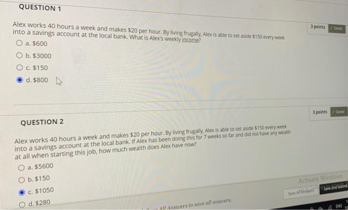 Solved Alex works 40 hours a week and makes $20 per hour. By | Chegg.com
