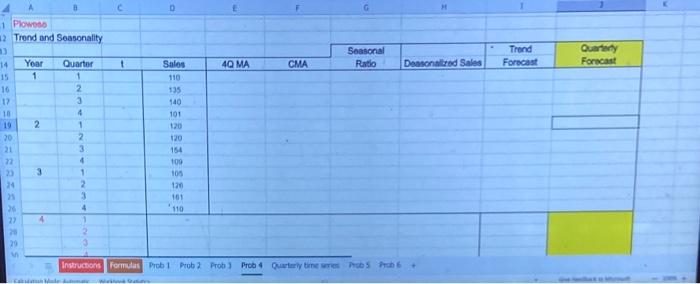 Solved a) Compute seasonal indices for each quarter based on | Chegg.com