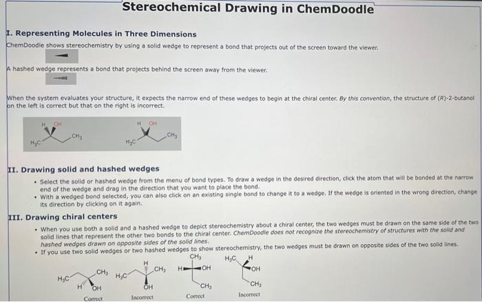 Solved Stereochemical Drawing in ChemDoodle I. Representing | Chegg.com