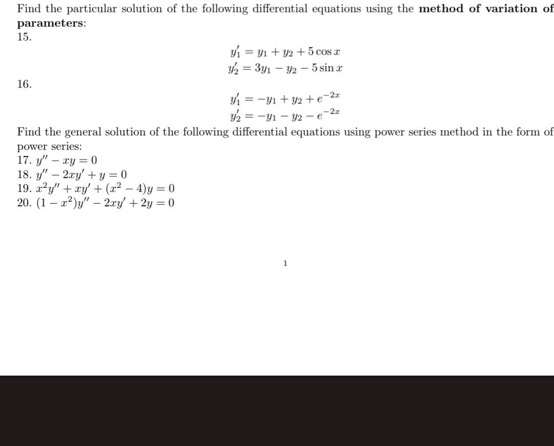 Solved Find the particular solution of the following | Chegg.com