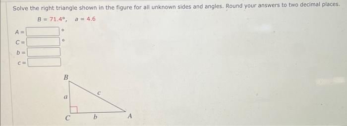 Solved Solve the right triangle shown in the figure for all | Chegg.com