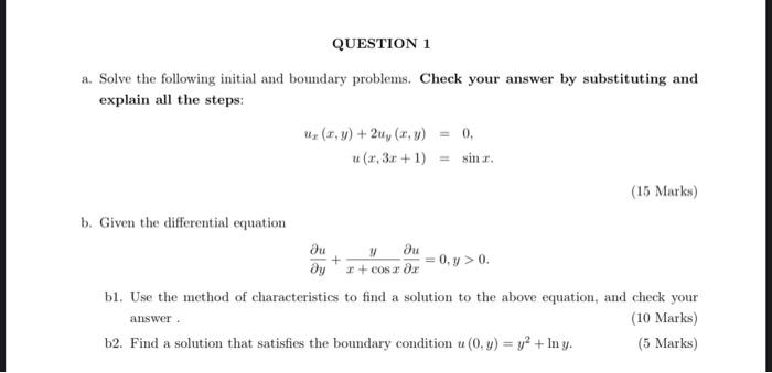 Solved a. Solve the following initial and boundary problems. | Chegg.com