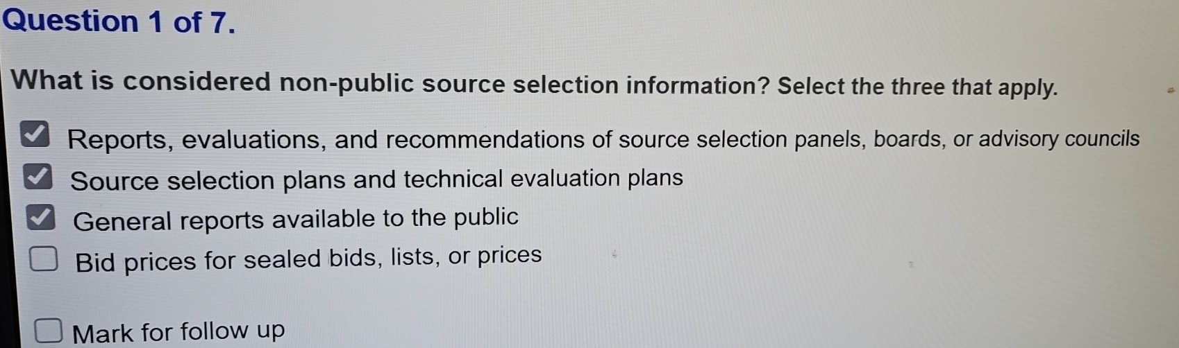 Solved Question 1 ﻿of 7 .What is considered non-public | Chegg.com