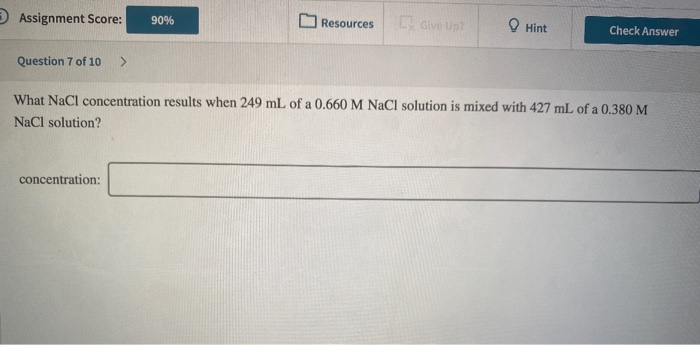Solved Assignment Score: 90% Resources Give Up Hint Check | Chegg.com